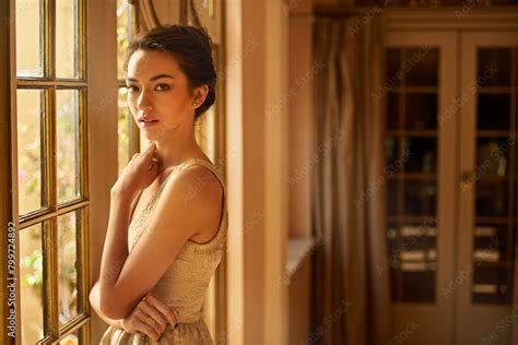 Fashion Portrait And Elegant Woman By Window In Style Classy Outfit