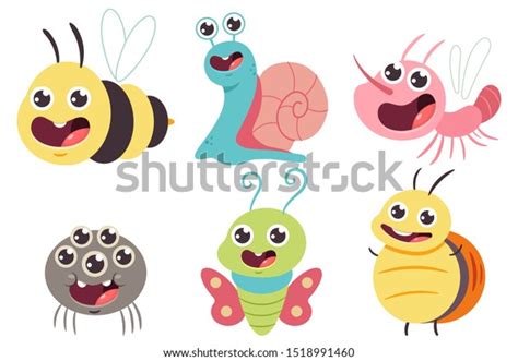 Cute Bug Vector Cartoon Set Funny Stock Vector Royalty Free 1518991460 Shutterstock