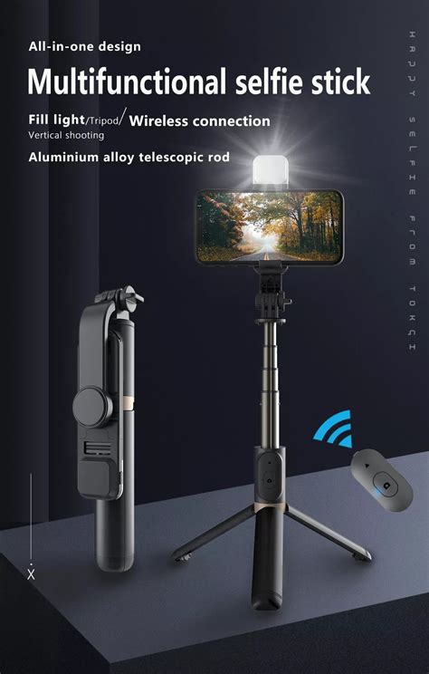 4 In 1 Selfie Stick Tripod Stand With Light And Wireless Remote