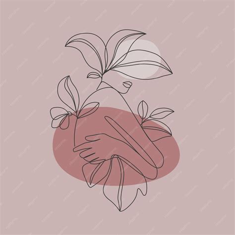 Premium Vector Female Body And Flowers In Minimal Line Art Style