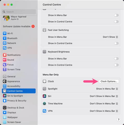 how to show seconds in menu bar clock on macos ventura