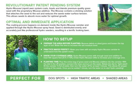 Hydro Mousse Liquid Lawn System Grass Seed Spray Kit For Spot Repair And Full Lawn