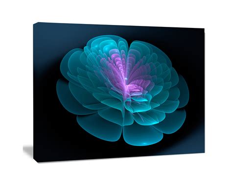Abstract Blue Floral Fractal Background Extra Large Floral Wall Art