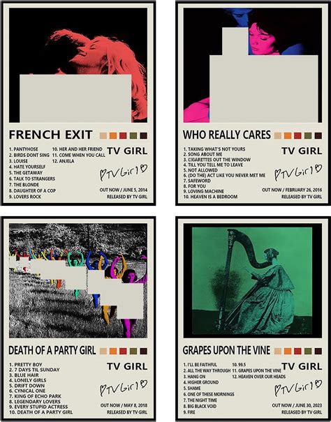 Tv Girl Posters 4 Pcs Album Cover Signed Limited Canvas Poster Set For 4 Room
