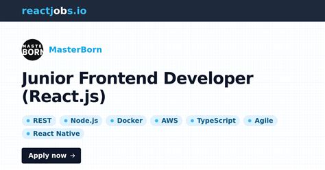 Remote Junior Frontend Developer (React.js) at MasterBorn