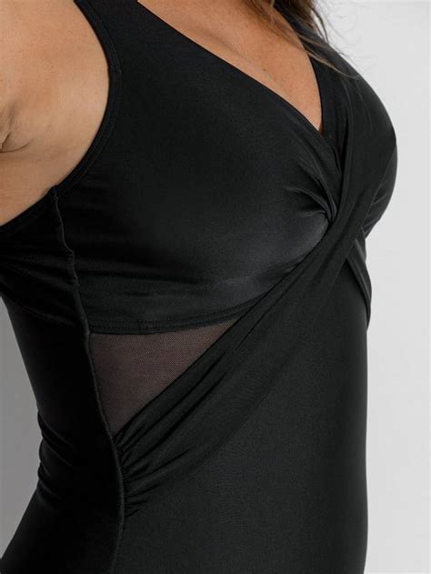 Pour Moi Mesh Twist Front Full Control Swimsuit Black