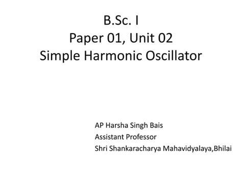 Simple Harmonic Oscillator Pptx