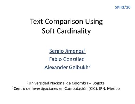 Ppt Text Comparison Using Soft Cardinality