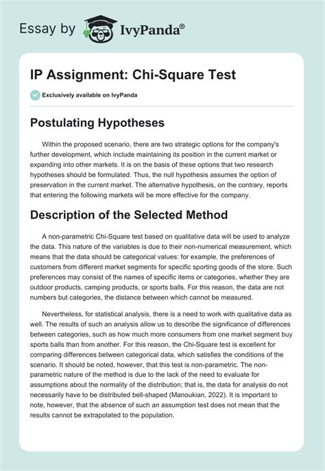 Ip Assignment Chi Square Test 630 Words Essay Example