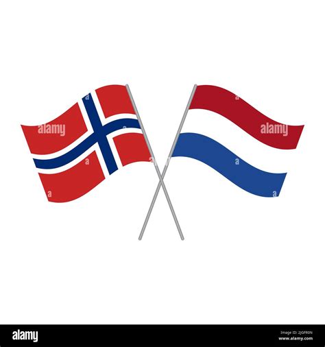 Netherlands And Norwegian Flags Vector Isolated On White Background