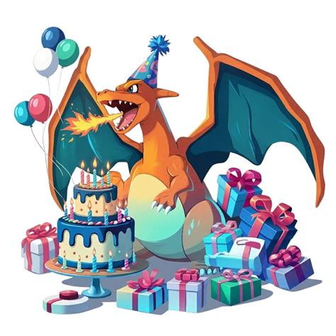 Charizard Birthday Party Png Watercolor Splash Clipart Digital