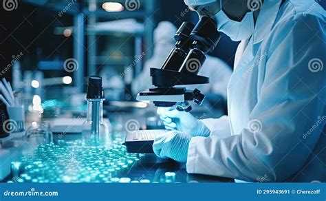 Microbiologist Scientist Looking Through A Microscope Stock Image