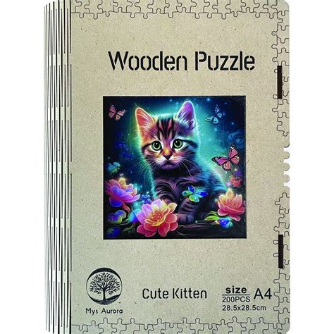 Epee Wooden Puzzle Cute Kitten A4 Maxíkovy Hračky