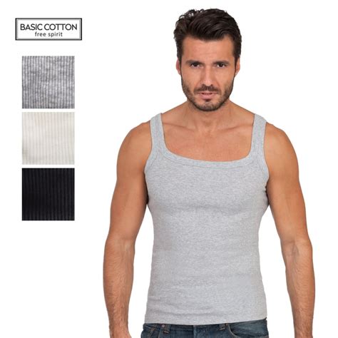 Basic Cotton Canotta Spalla Larga Intimo Uomo Moda 100 Cotone