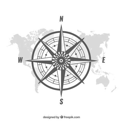Flat Map Compass Background Free Vector