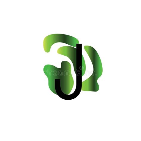 Letter J With Green Leaf Color Illustration Stock Illustration