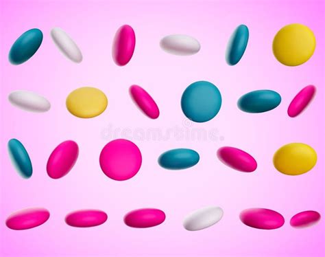 3d Illustration Of Falling Candy Gems On A Pink Background Stock