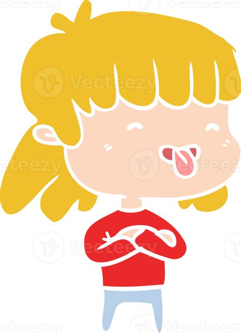 Flat Color Style Cartoon Girl Sticking Out Tongue 40074194 Png