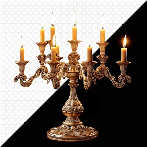 Premium Psd Vintage Table Candlestick With Five Candles In Luxurious Palace Of Princes Of