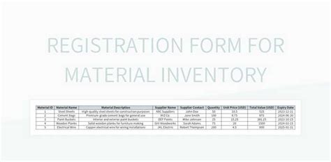 Effective Inventory Registration Form Excel Template Free Download