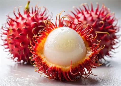 A Closeup Of Fresh Rambutan Fruit Peel Unveiling The Texture And