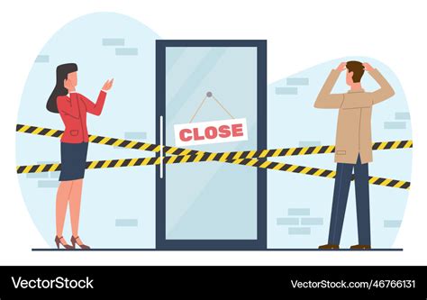 Disturbed Man And Woman Stand Near Closed Vector Image