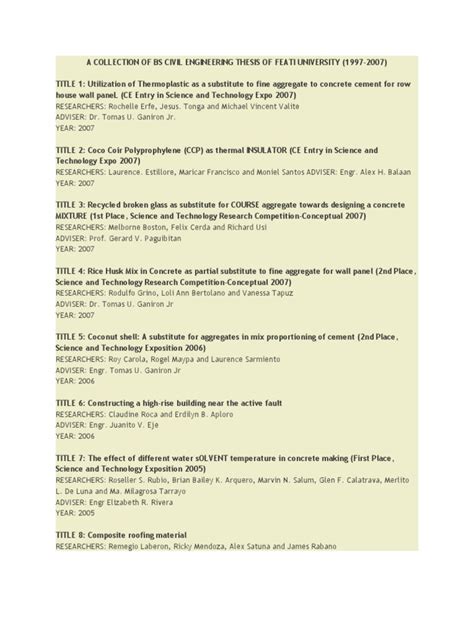 Civil Engineering Theses From Feati University Pdf Concrete