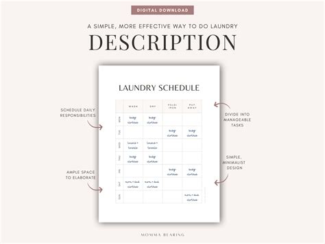 Laundry Schedule Printable Editable Weekly Laundry Routine Washing Day Planner Guide Diy Home