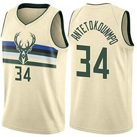 Milwaukee Bucks Nba Jersey Mens Nike City Jersey Antetokounmpo 34 New Beige Xxl （yunbice0