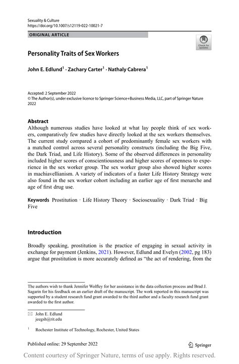 Personality Traits Of Sex Workers Personality Traits Of Sex Workers