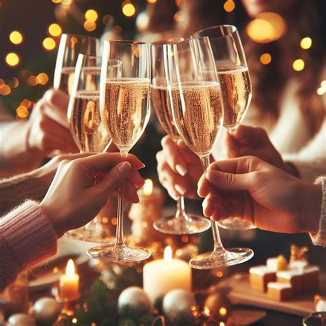 Premium Photo Happy Friends Clinking Glasses With Champagne At Christmas