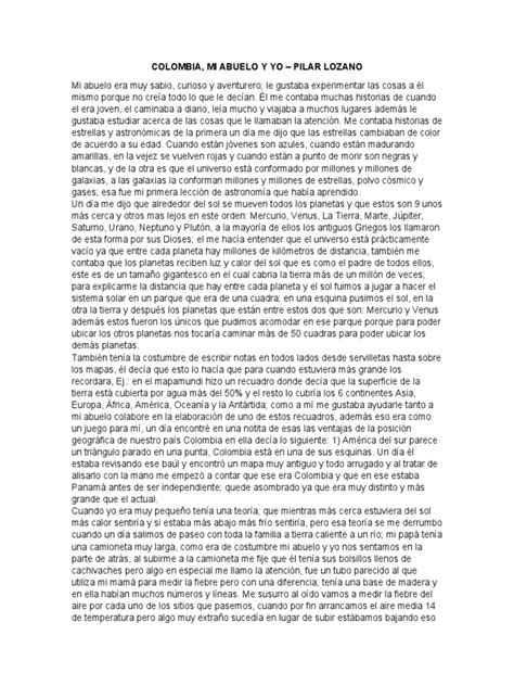 Colombia Mi Abuelo Y Yo Pdf Planetas Universo