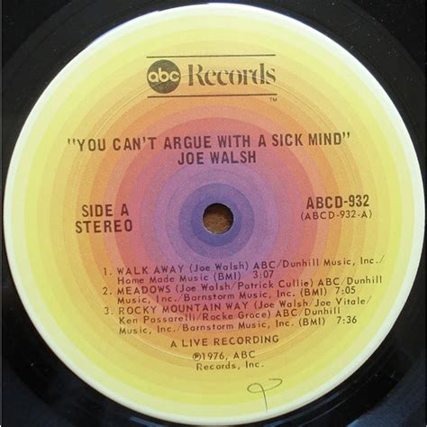 Joe Walsh You Cant Argue With A Sick Mind Vinyl Lp 1976 Us