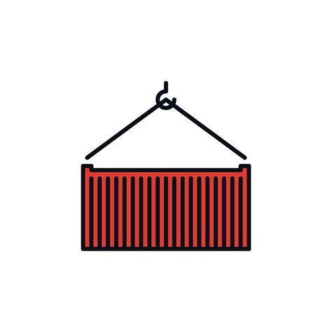 Hanging Red Shipping Container Vector Delivery Concept Colored Icon