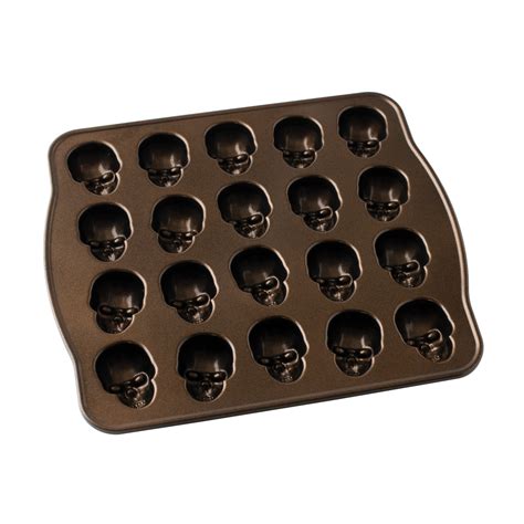 Moule à Gâteau 20 Mini Têtes De Mort Bronze