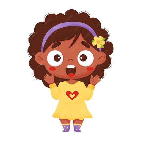 Premium Vector Black Girl Emotion Fear And Scream Vector Illustration