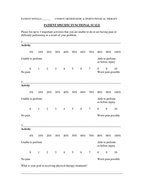 Patient Specific Functional Scale Pdf