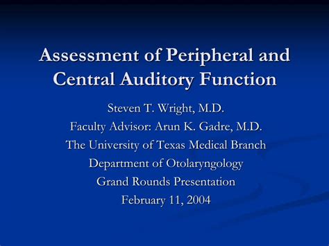 Pdf Assessment Of Peripheral And Central Auditory Function