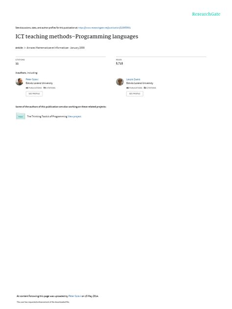 Ict Teaching Methods Programming Languages Pdf Object Oriented