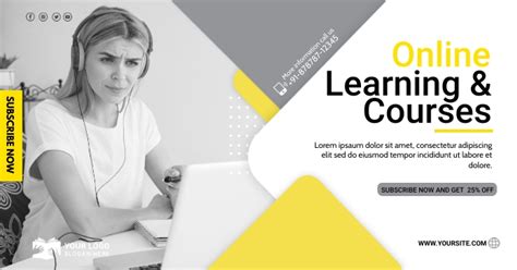 Online Learning Courses Video Thumbnail Template Postermywall