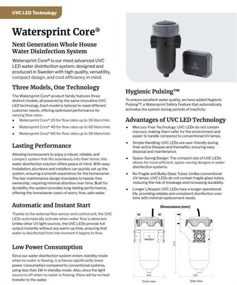 Watersprint Core 20 Uvc Led Tretman Dezinfekcija Vode