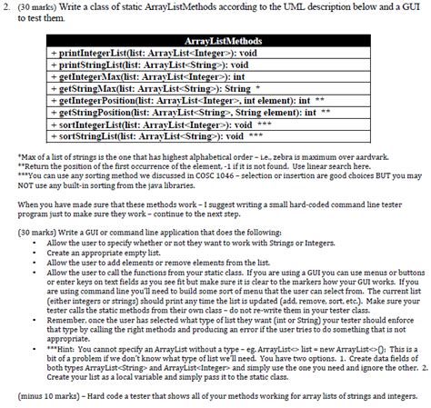 Solved 30 Marks Write A Class Of Static Arraylistmethods