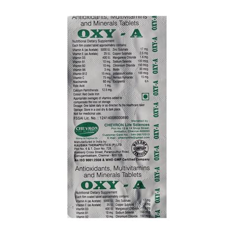 Oxy A Strip Of 10 Tablets Health And Personal Care