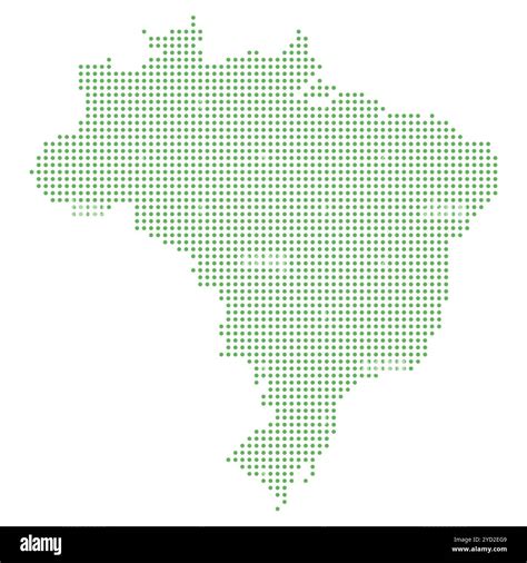 Green Dotted Map Of Brazil Abstract Representation With Small Green