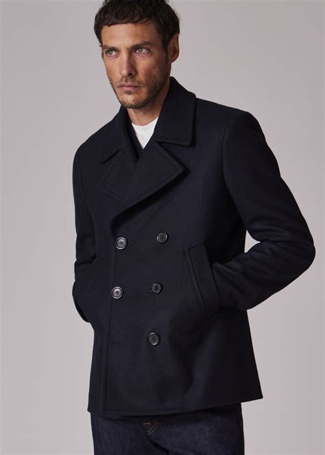 Navy Wool Cashmere Pea Coat