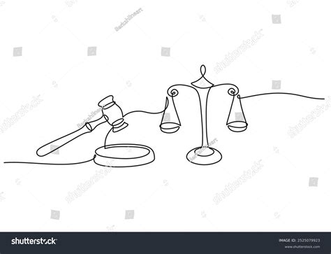 Hammer Judge Scale Justice Continuous One Stock Vector (Royalty Free) 2525079923 | Shutterstock
