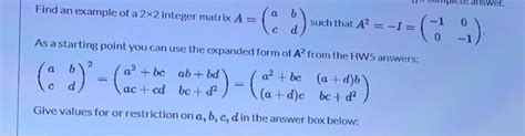 Solved Cd Find An Example Of A 2x2 Integer Matrix A Such