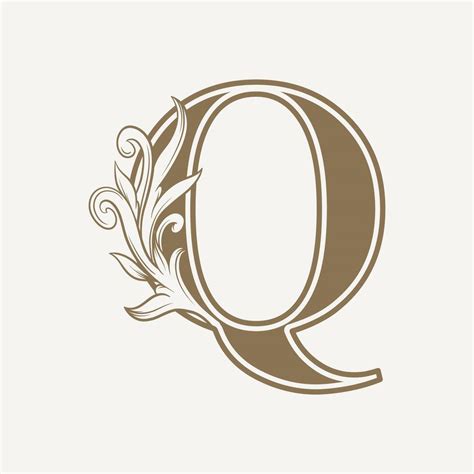 Stylized Fancy Letter Q With A Leaf Flower Vintage Ornament 49233473