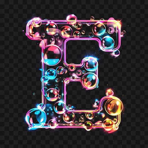 Premium Psd Alphabet Letter E Embellish With Neon Glowing Acrylic Pieces With Bub Y2k Collage