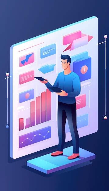 Premium Photo A Digital Illustration Of A Man Interacting With A